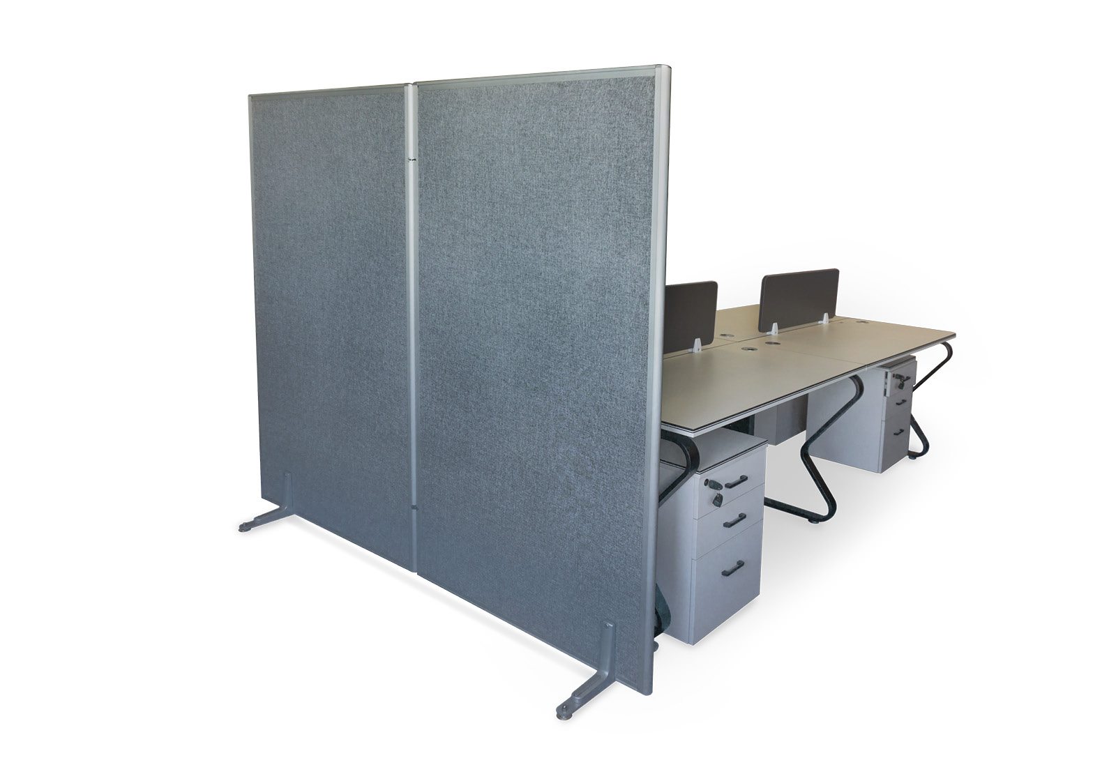 2 m room divider partition wall system, grey mottled, 1.800 mm tall